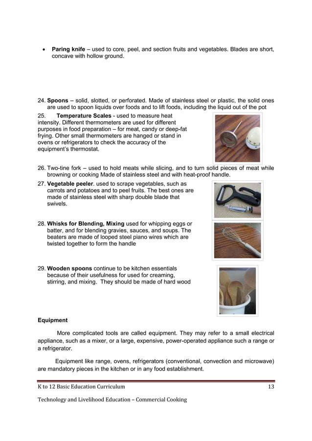 K to 12 commercial cooking learning module | PDF | Education