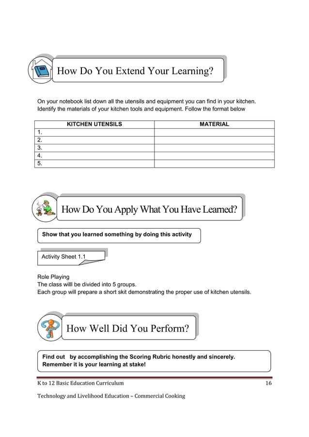 K to 12 commercial cooking learning module | PDF | Education
