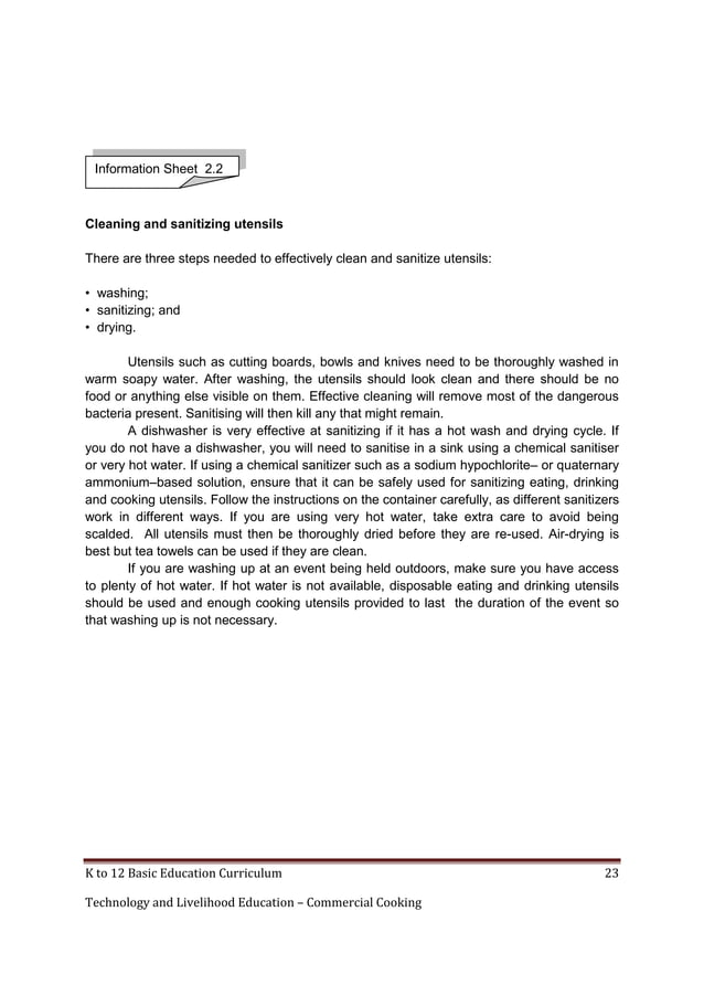 K to 12 commercial cooking learning module | PDF | Education