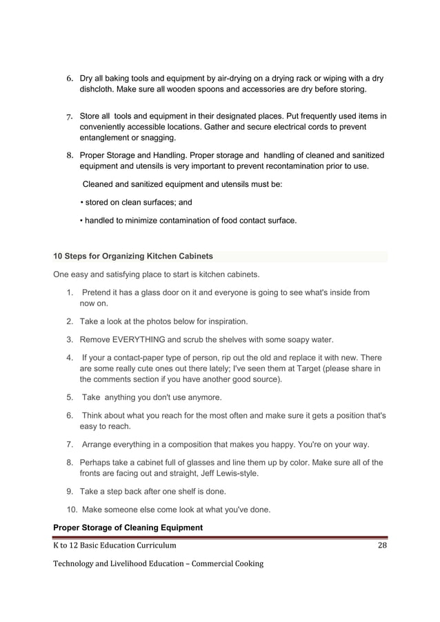 K to 12 commercial cooking learning module | PDF | Education