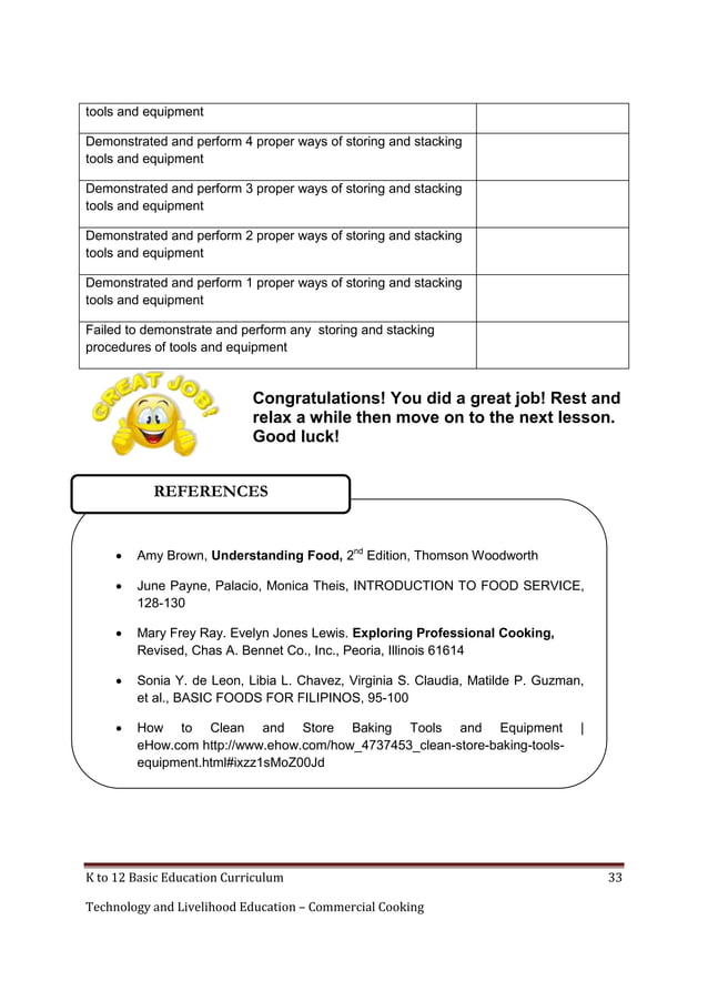 K to 12 commercial cooking learning module | PDF | Education