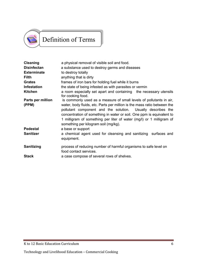 K to 12 commercial cooking learning module | PDF | Education