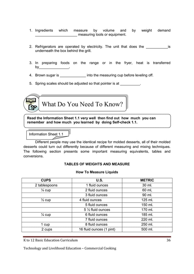 K to 12 commercial cooking learning module | PDF