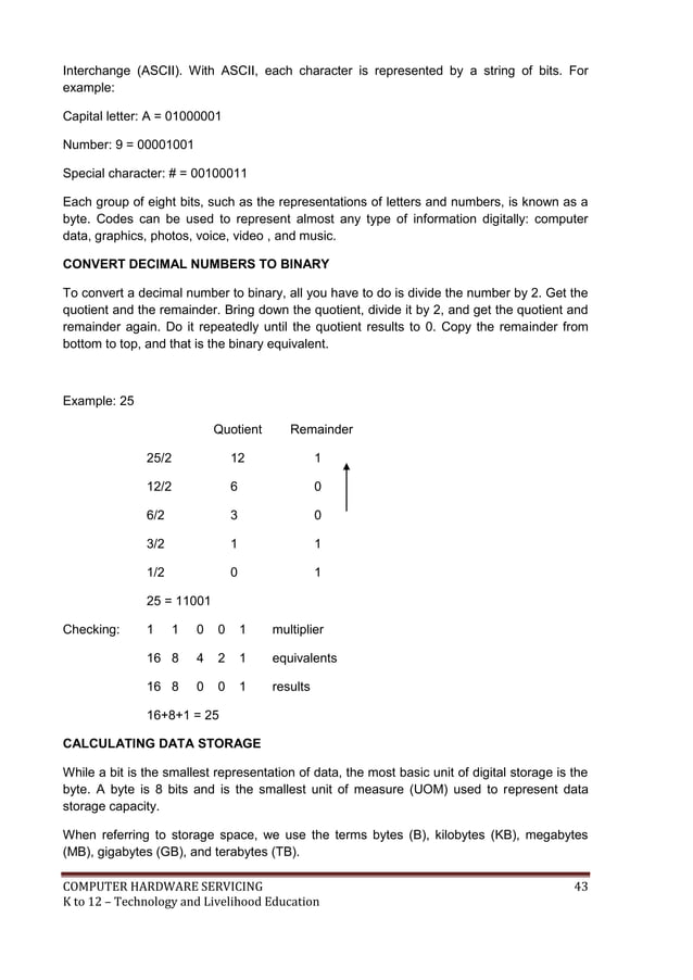 K to 12 computer hardware servicing | PDF