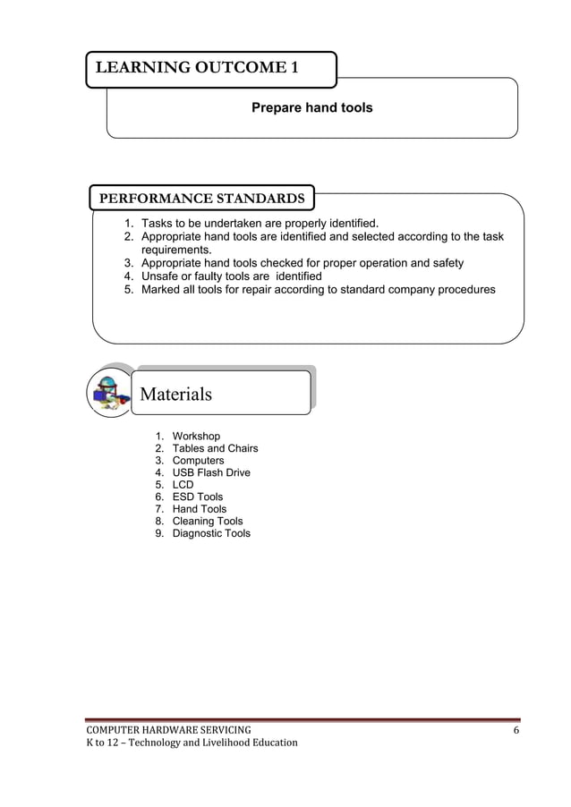 K to 12 computer hardware servicing | PDF
