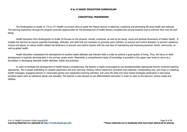 K_to_12_Curriculum_Guide_HEALTH (MAPEH).pdf | Children\'s Health ...