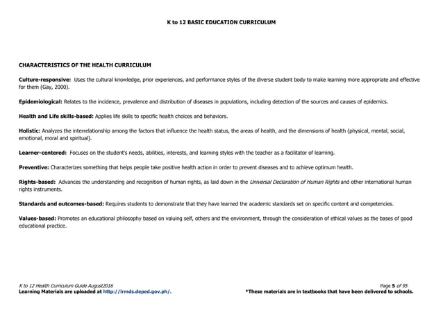 K_to_12_Curriculum_Guide_HEALTH (MAPEH).pdf | Children\'s Health ...