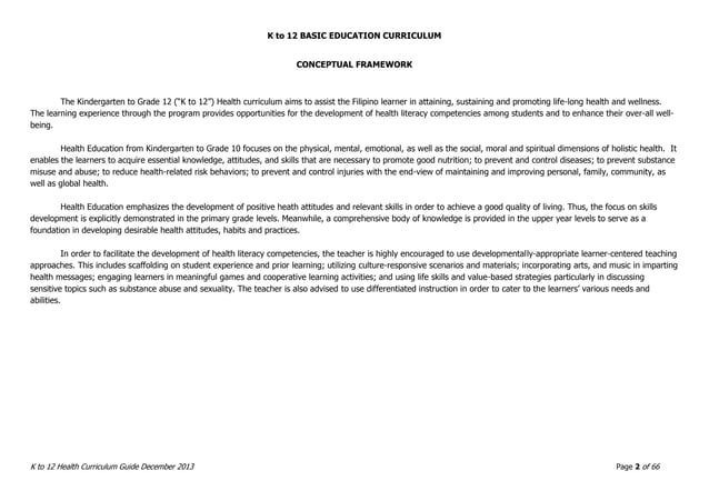 K_to_12_Curriculum_Guide_HEALTH grade 1 to grade 10 | PDF