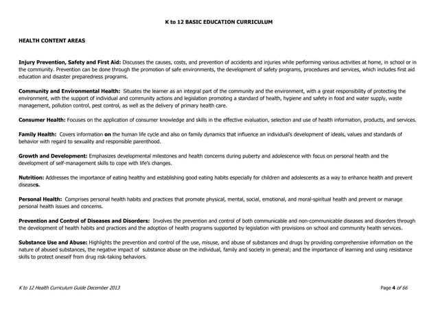 K_to_12_Curriculum_Guide_HEALTH grade 1 to grade 10 | PDF