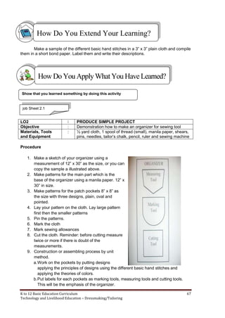 K to 12 dressmaking and tailoring learning modules | PDF