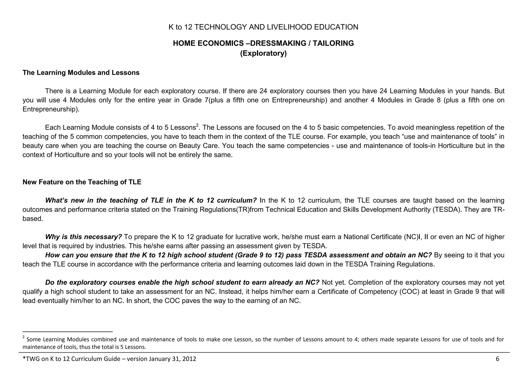 K to 12 dressmaking and tailoring teacher's guide | PDF