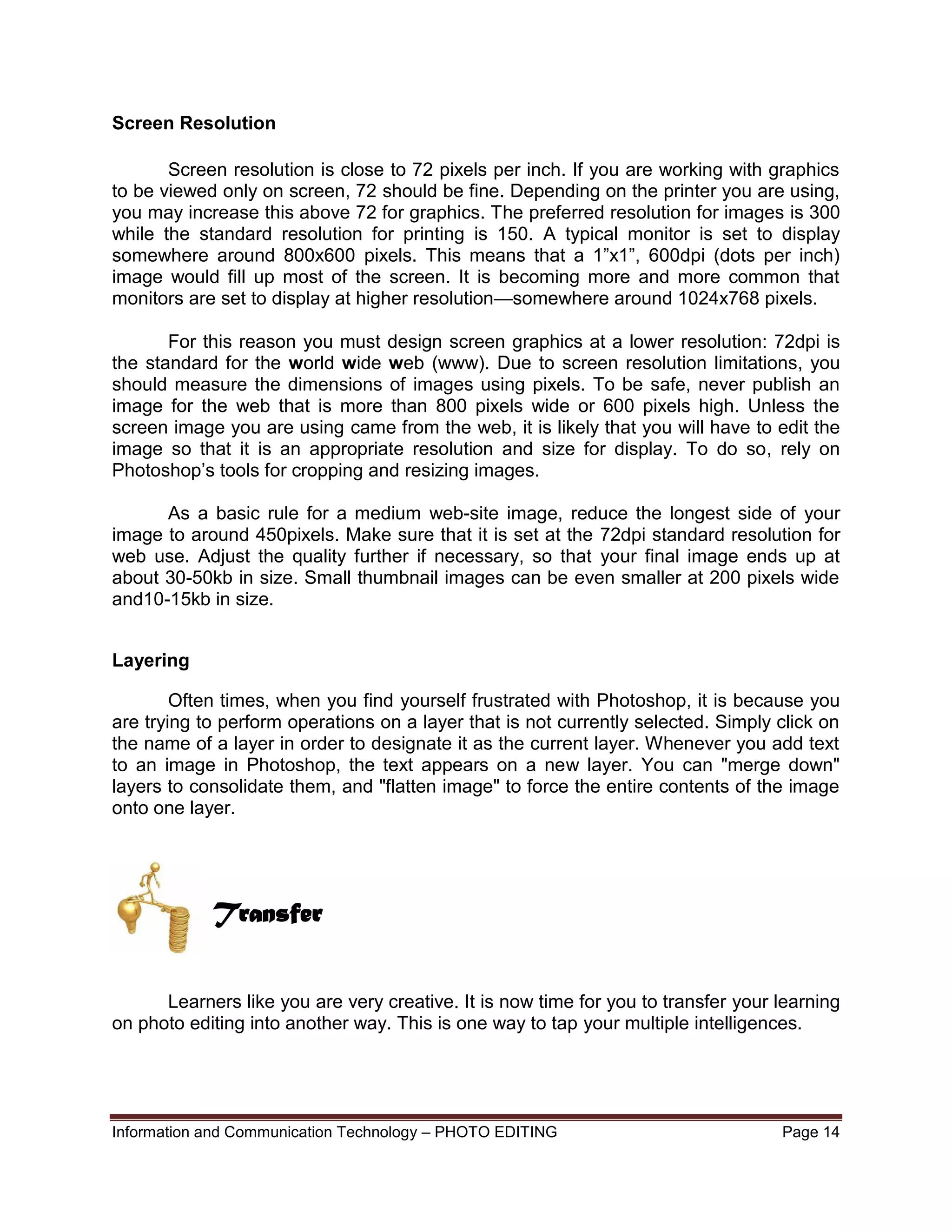 K to 12 Entrep-Based Photo Editing Learning Module | PDF