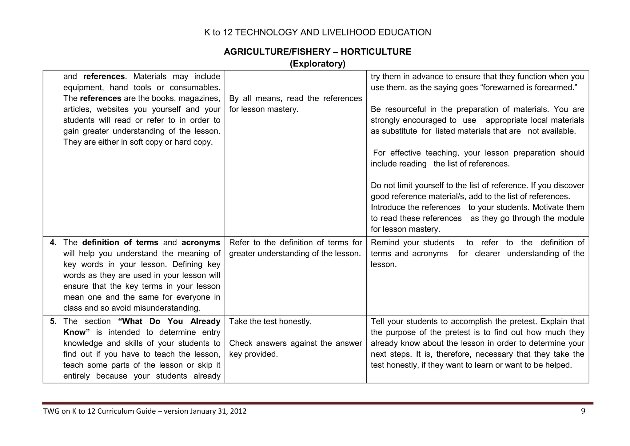 K to 12 horticulture teacher's guide | PDF