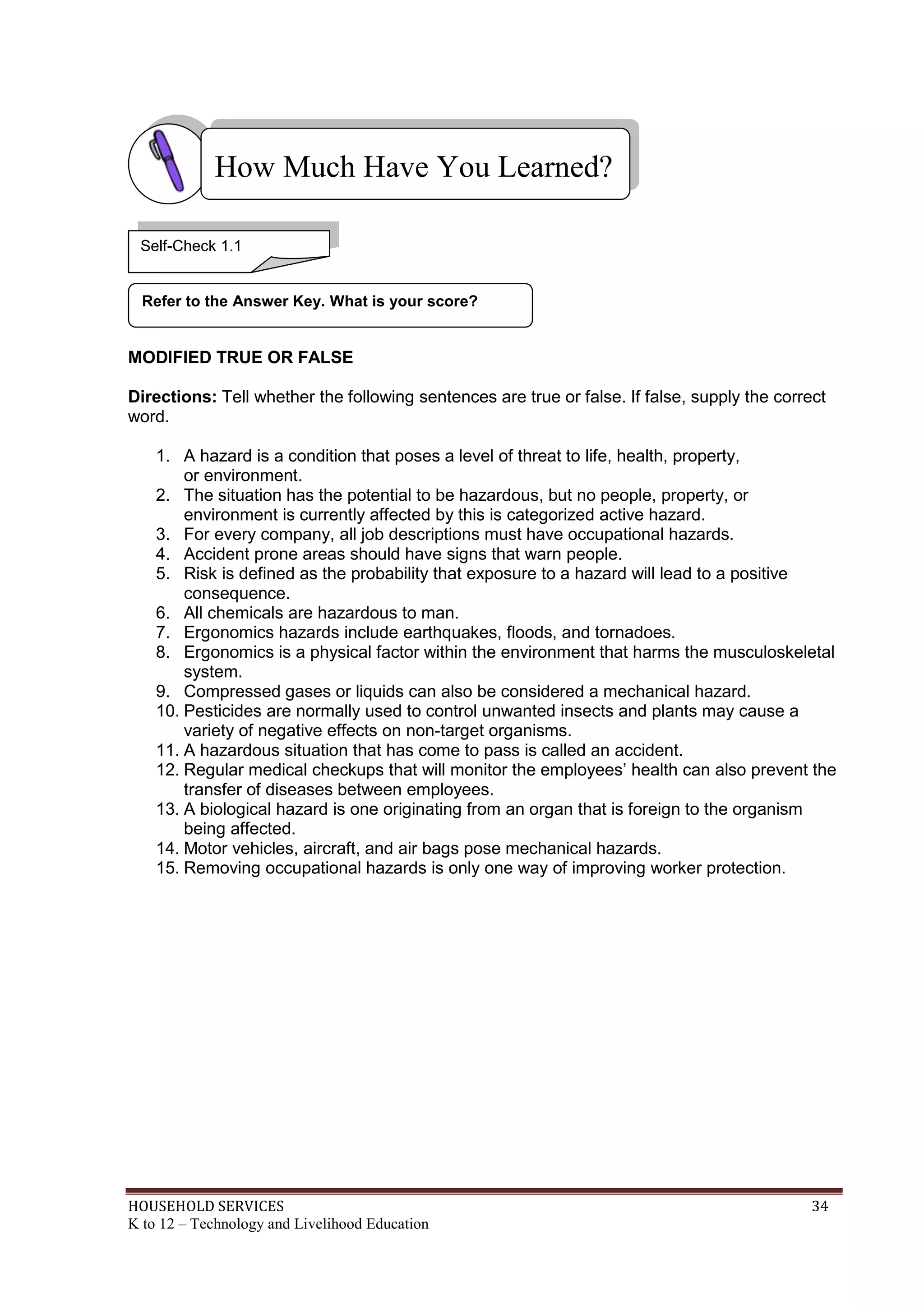 K to 12 household services learning module | PDF