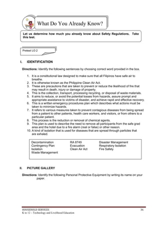 K to 12 household services learning module | PDF