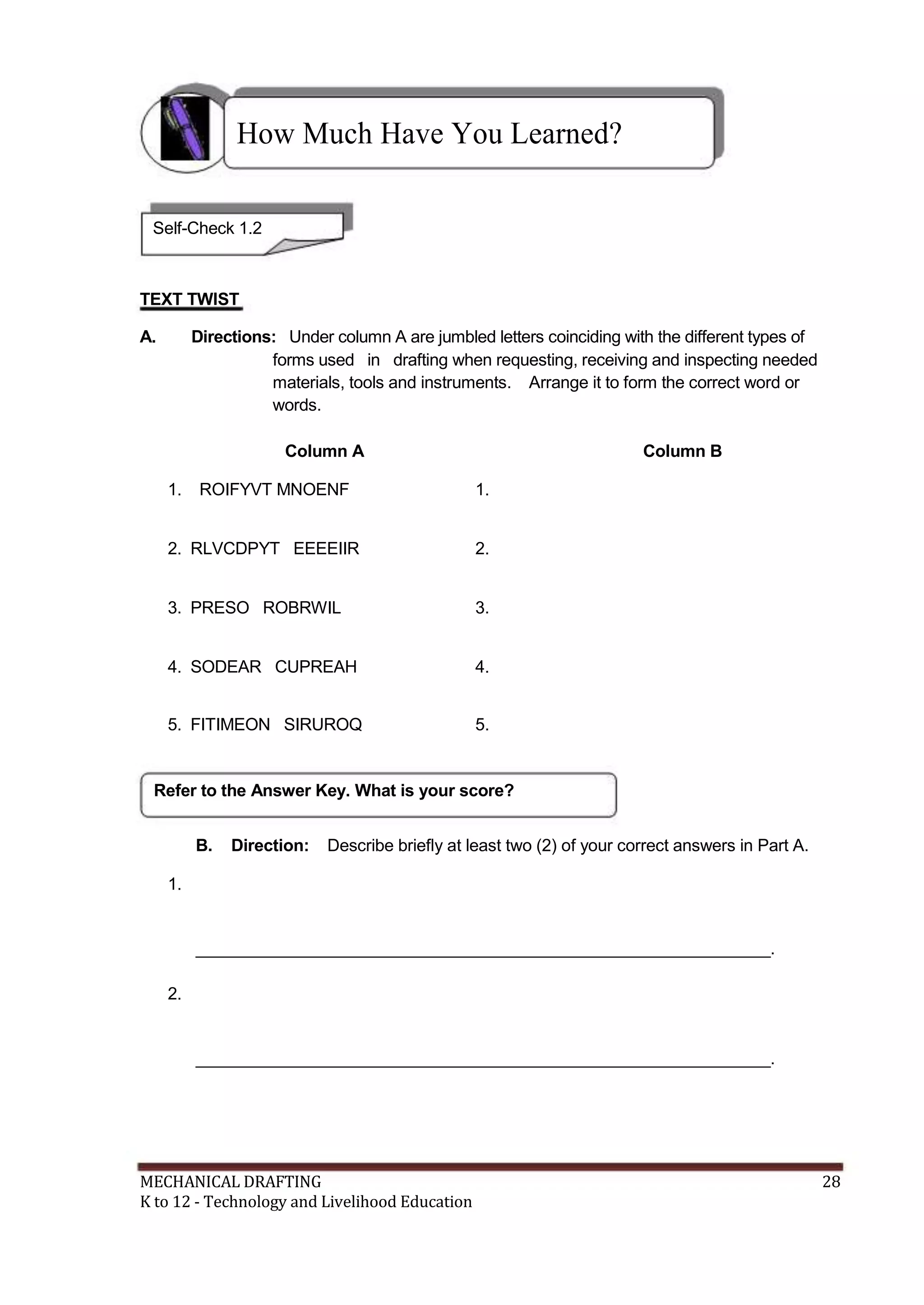 K to 12 Mechanical Drafting Learning Module | PDF
