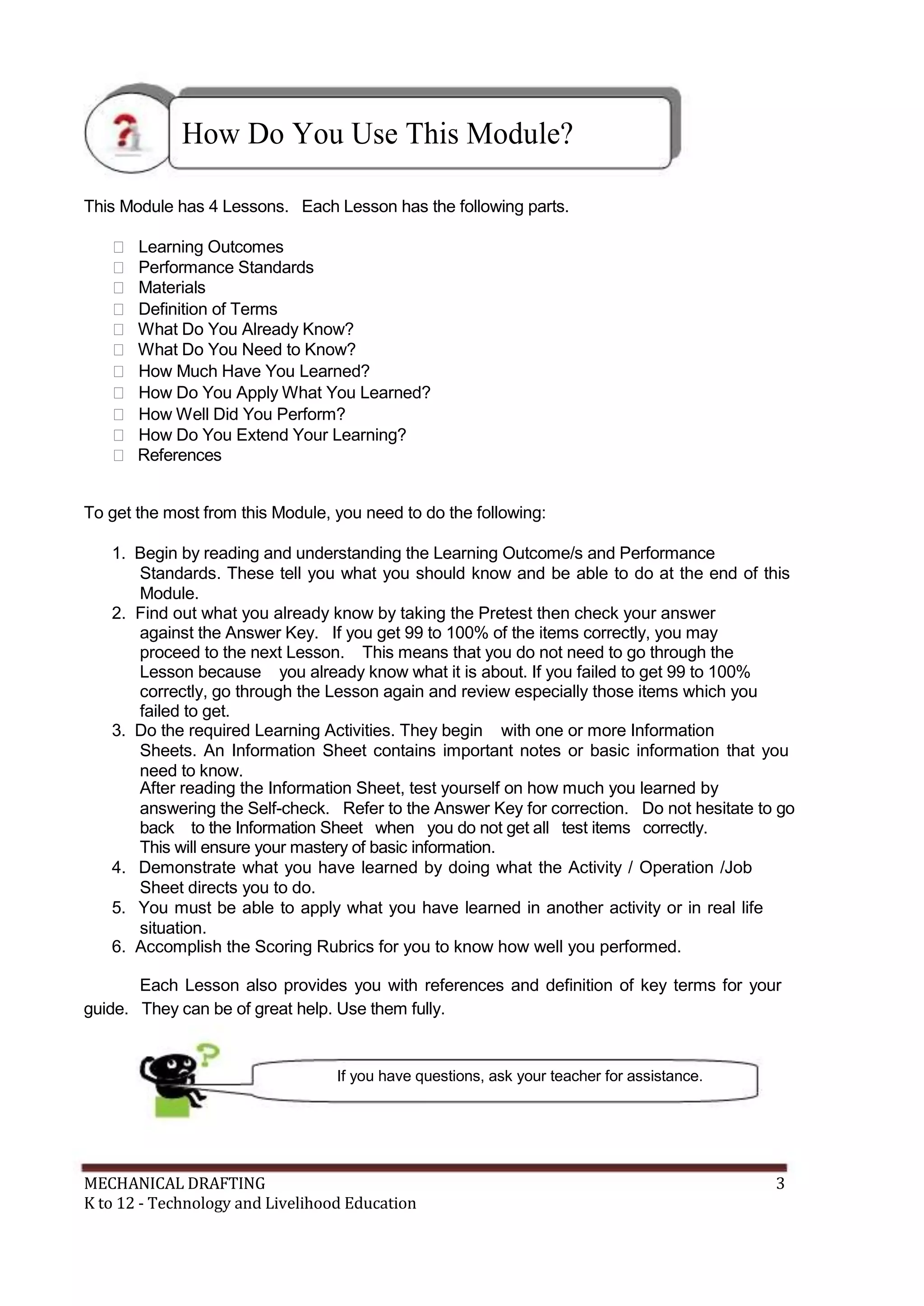 K to 12 Mechanical Drafting Learning Module | PDF