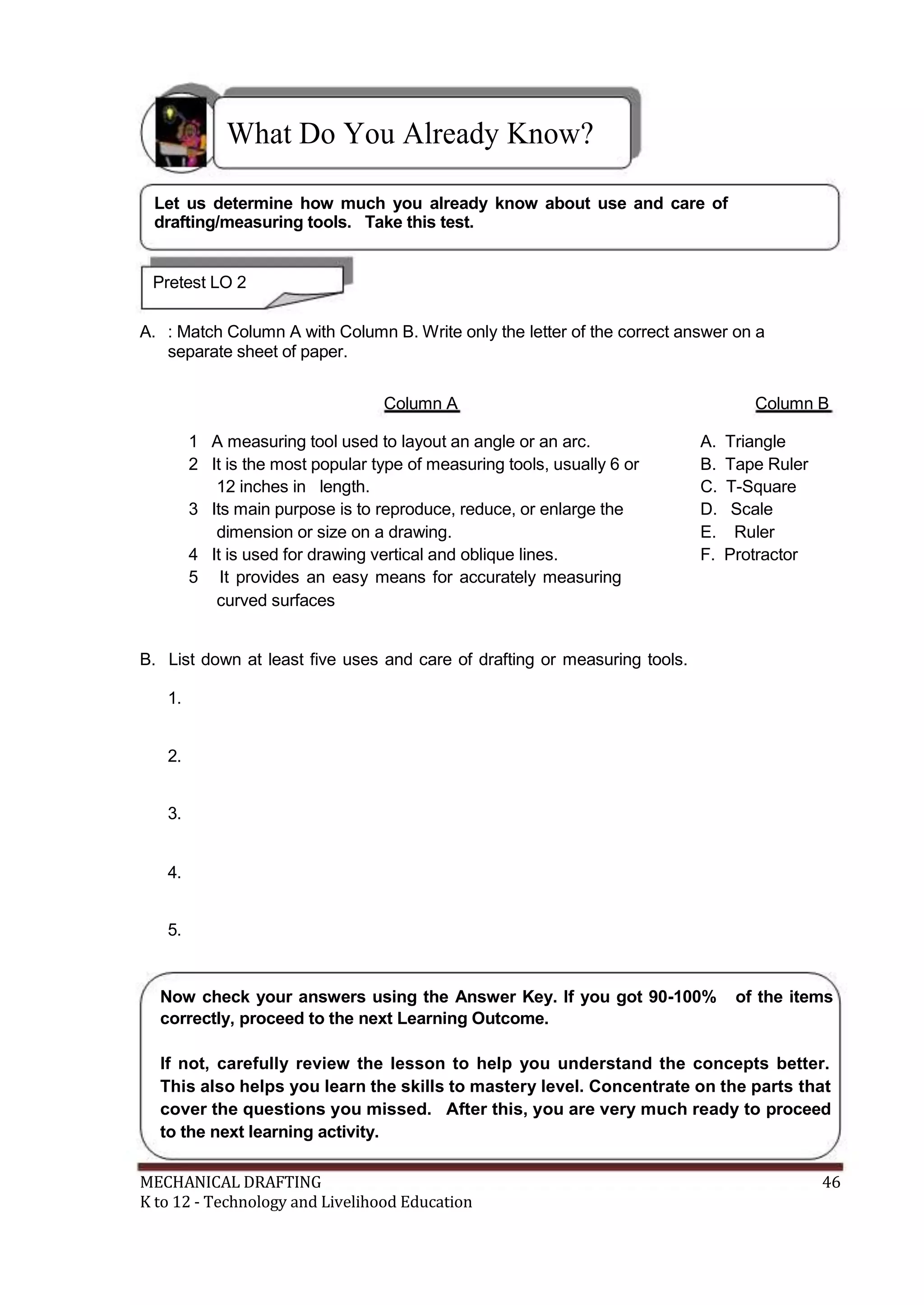 K to 12 Mechanical Drafting Learning Module | PDF