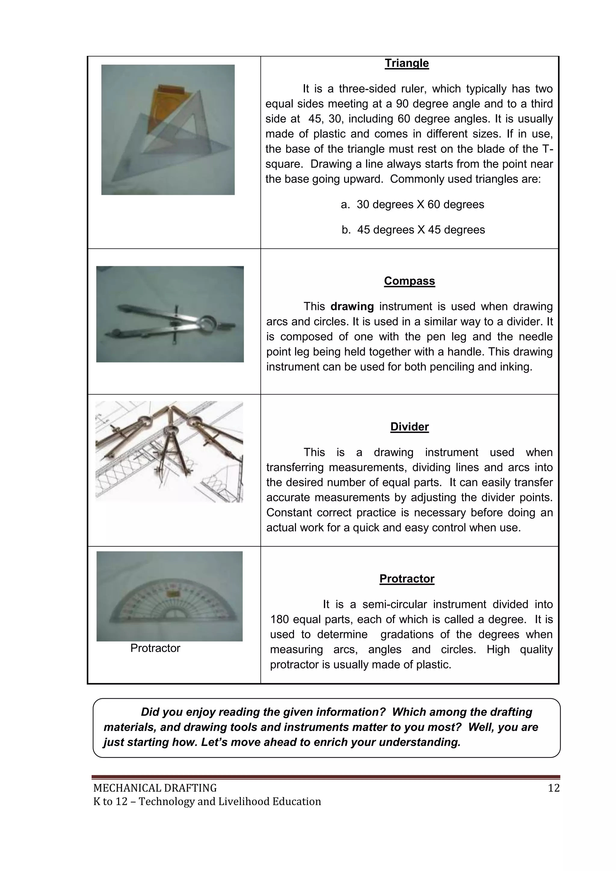 K to 12 mechanical drafting learning module | PDF