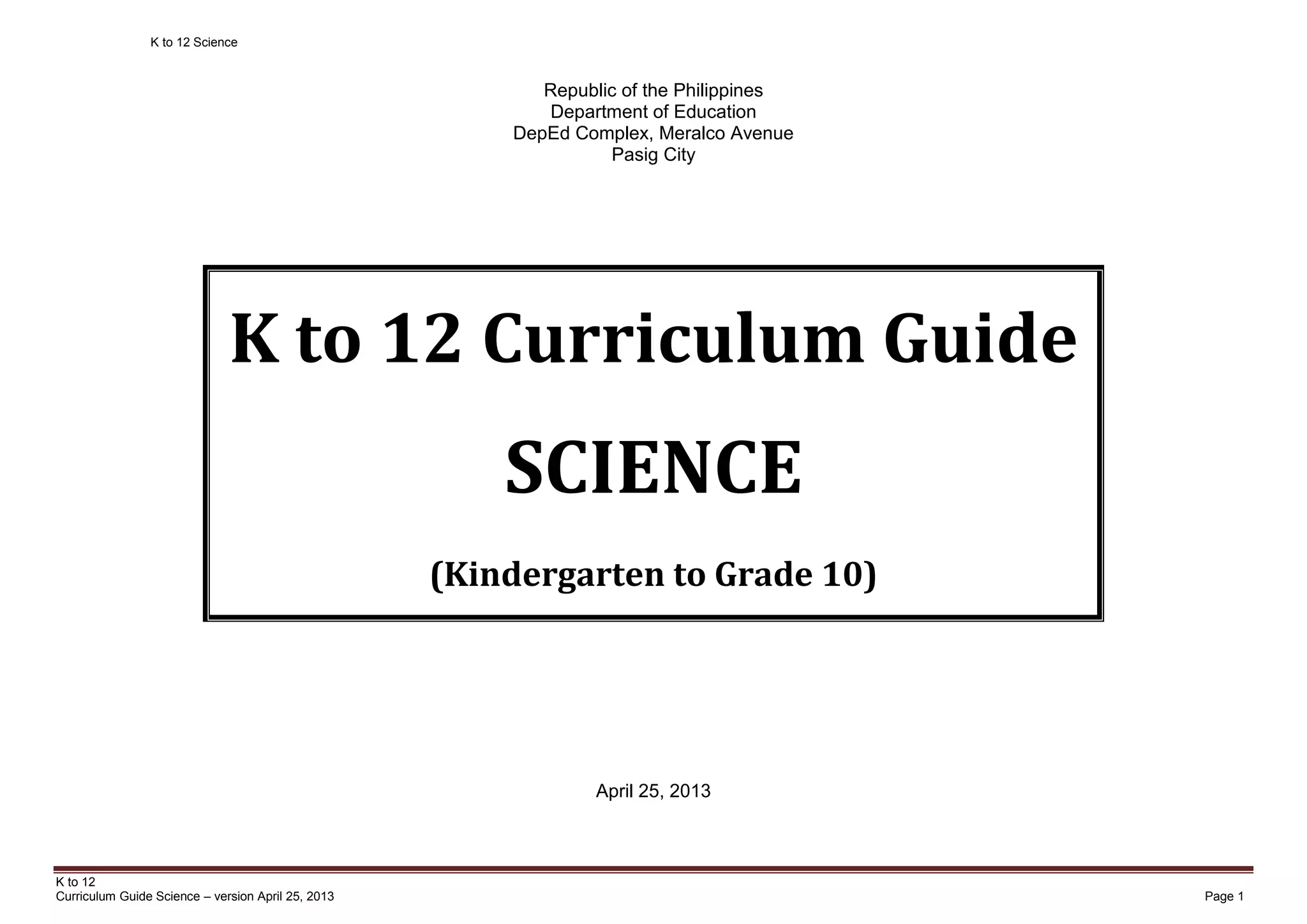 K+12 SCIENCE CURRICULUM GUIDE | PDF