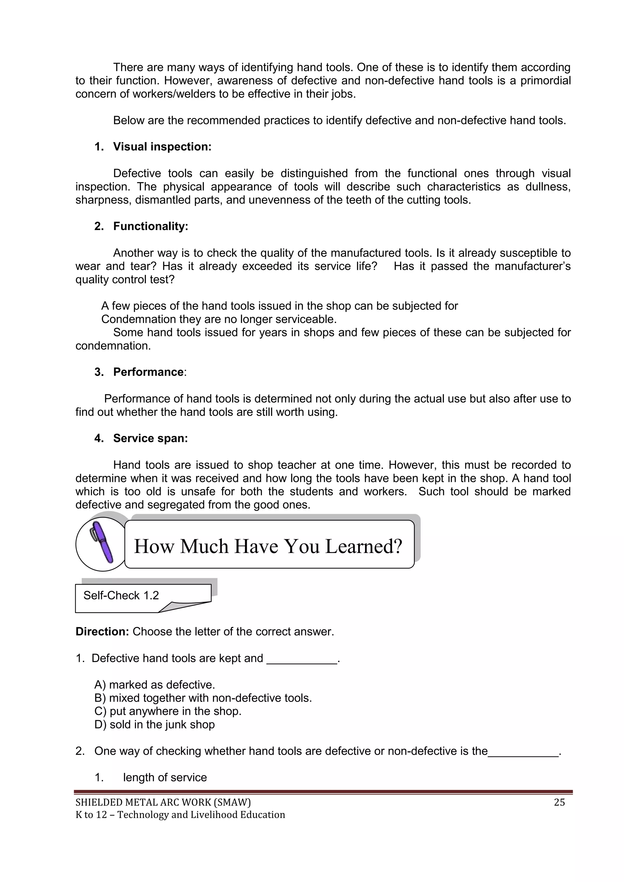 K to 12 smaw welding learning module | PDF