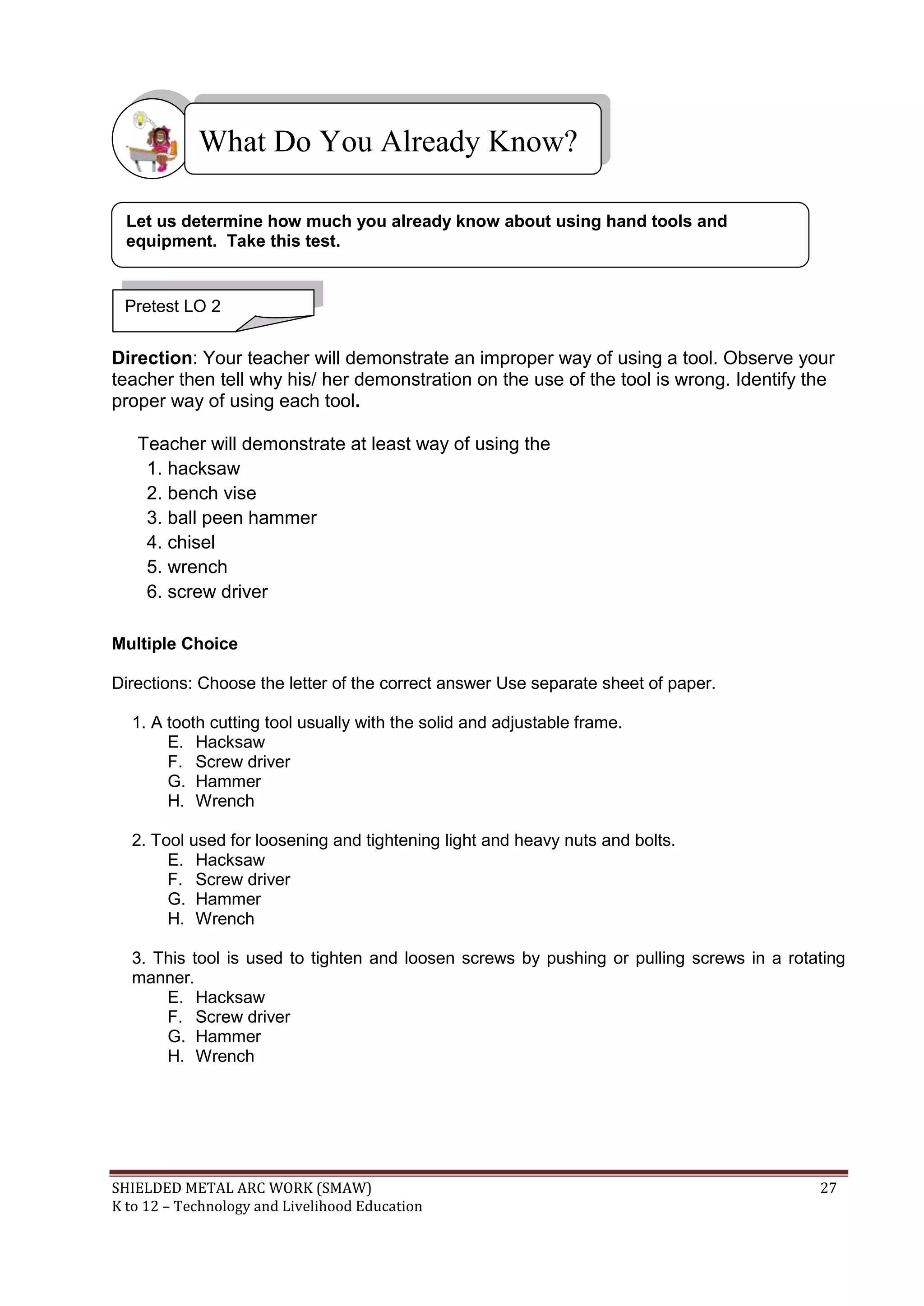 K to 12 smaw welding learning module | PDF