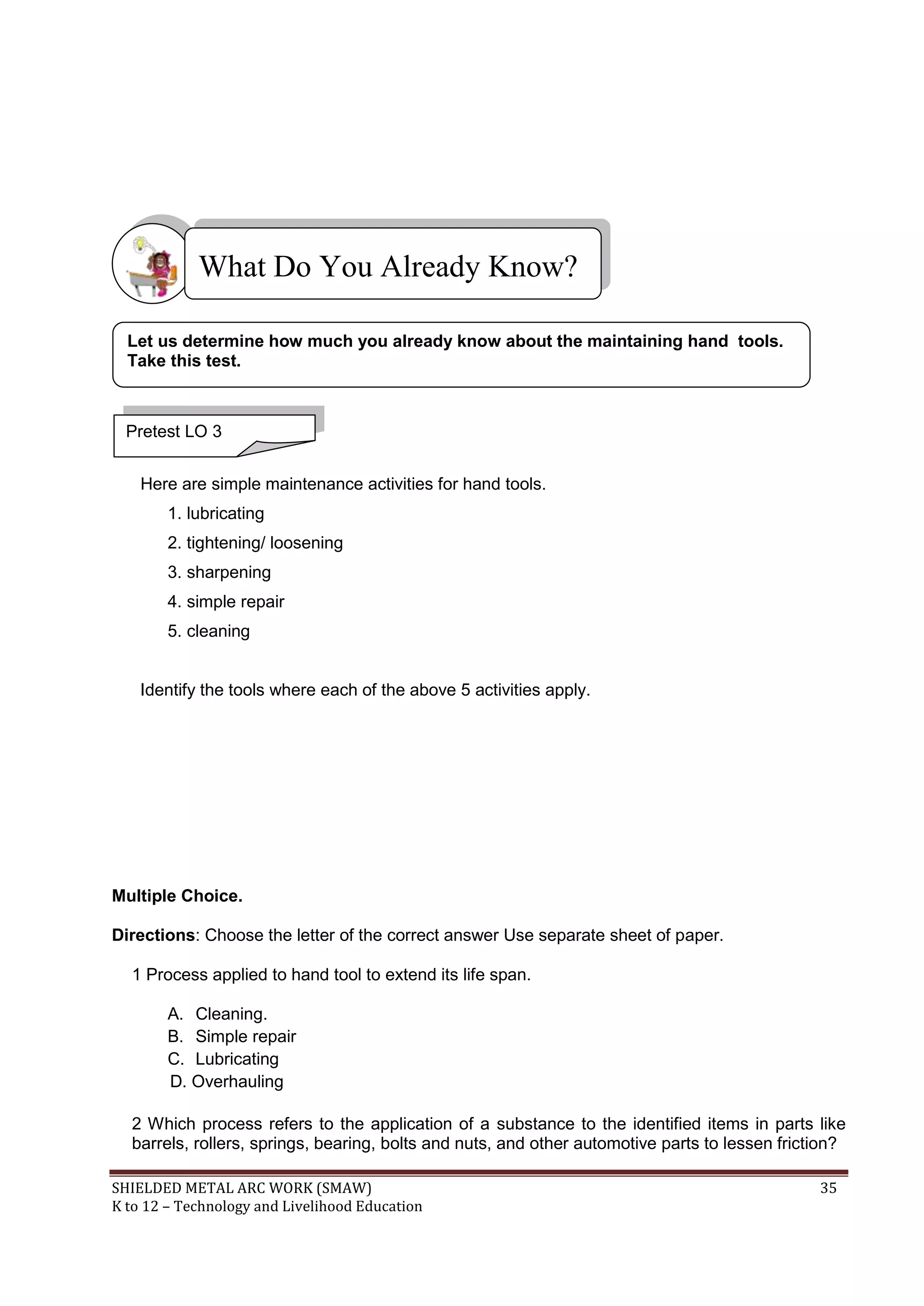 K to 12 smaw welding learning module | PDF