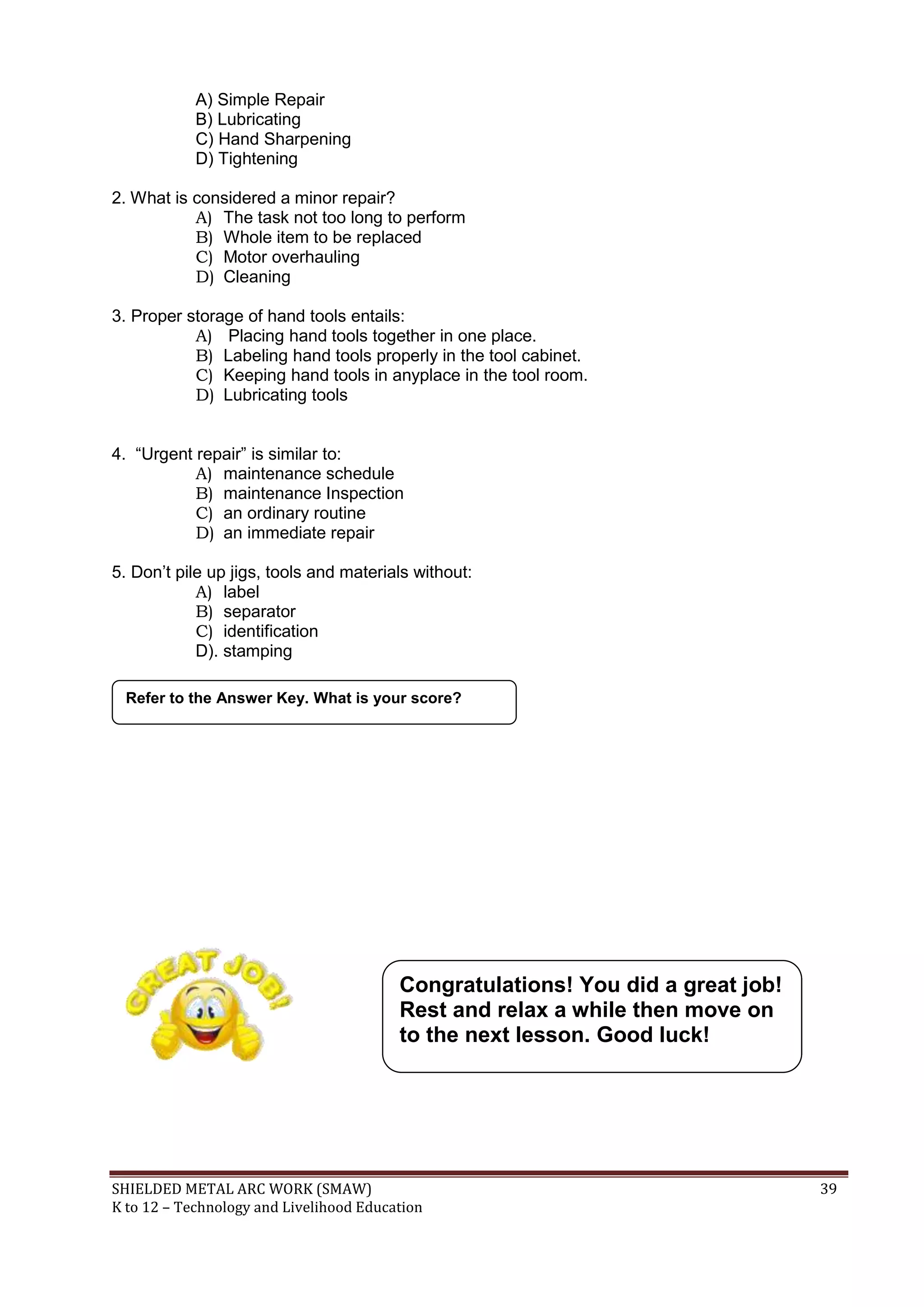 K to 12 smaw welding learning module | PDF