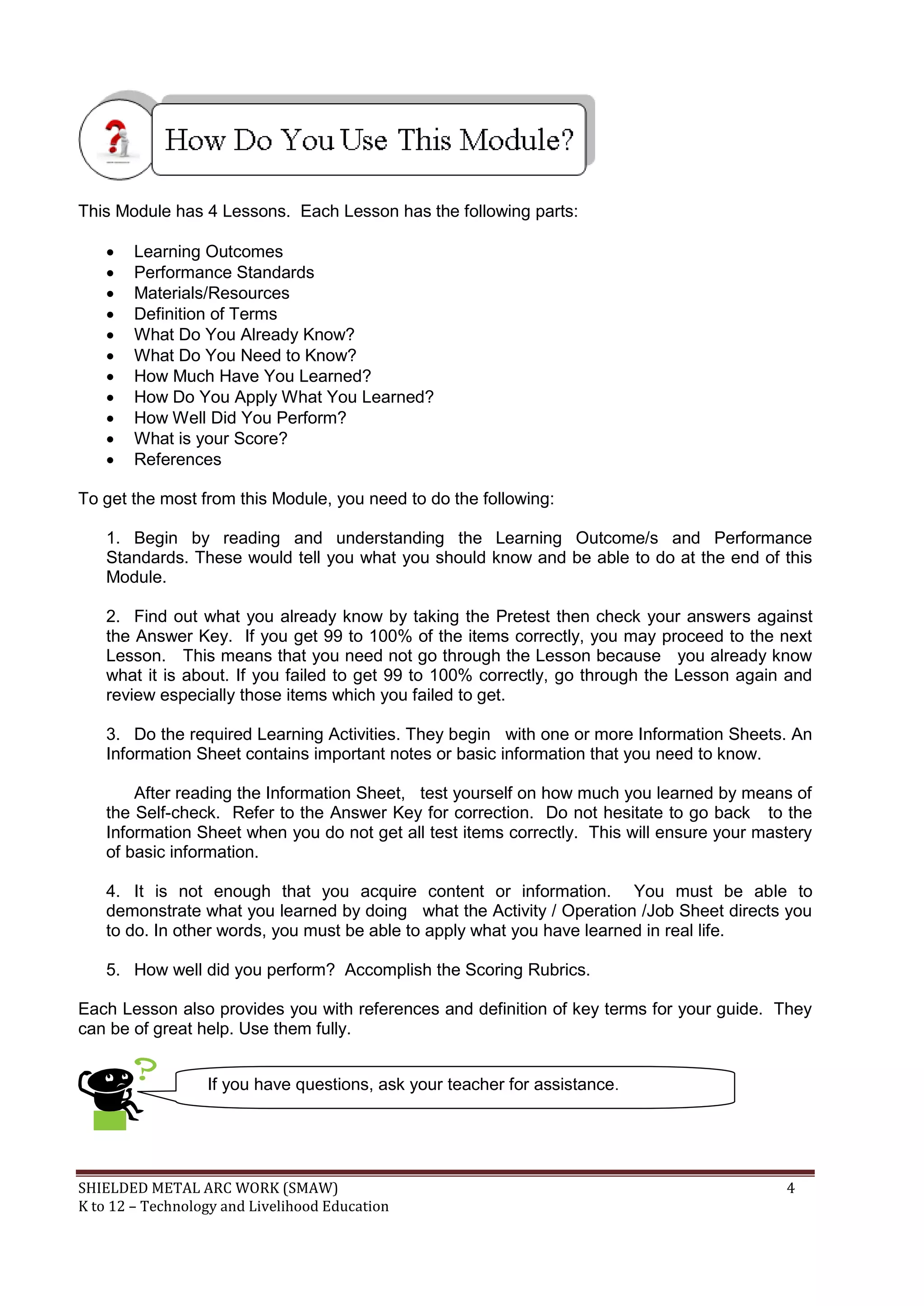 K to 12 smaw welding learning module | PDF