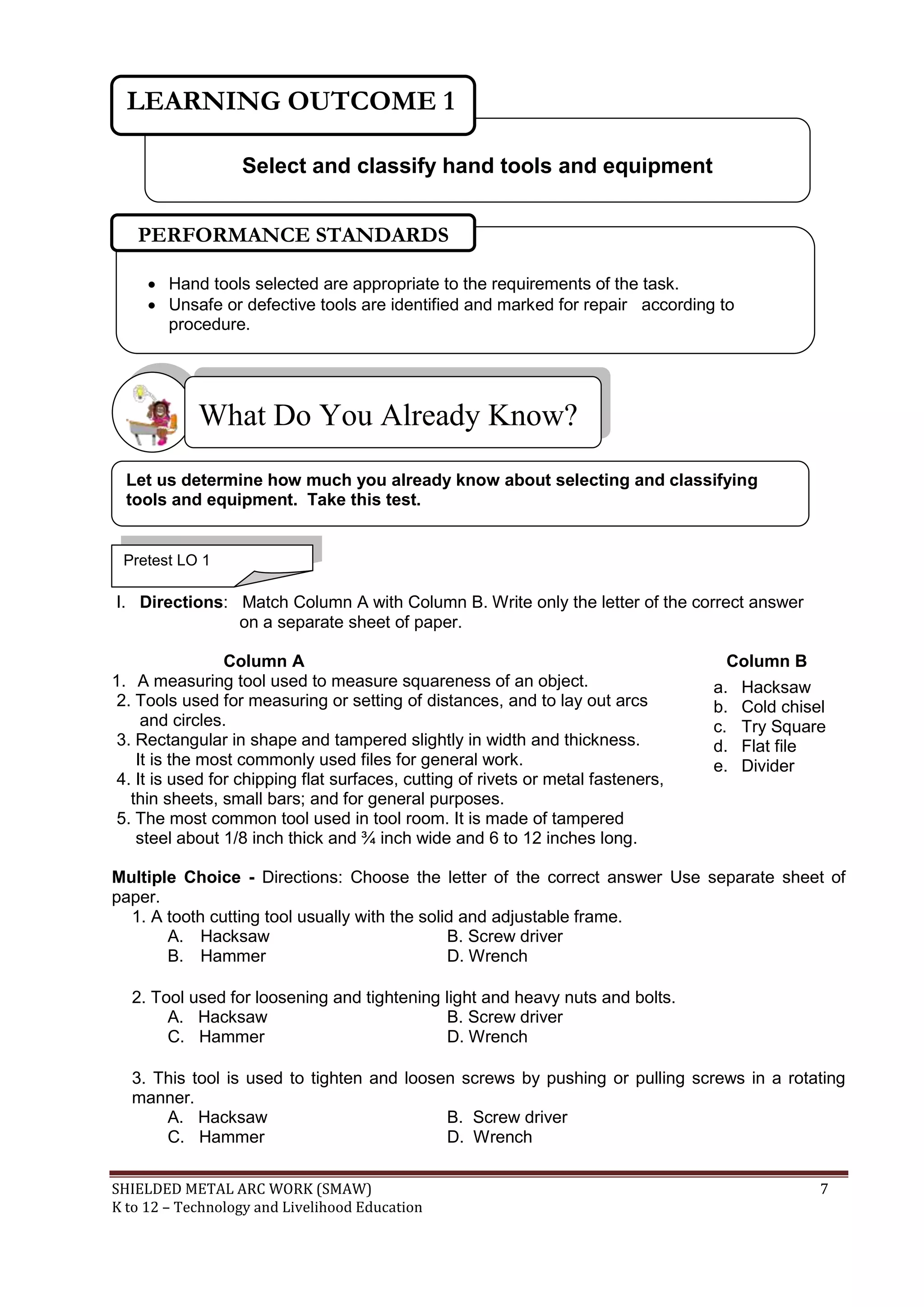 K to 12 smaw welding learning module | PDF