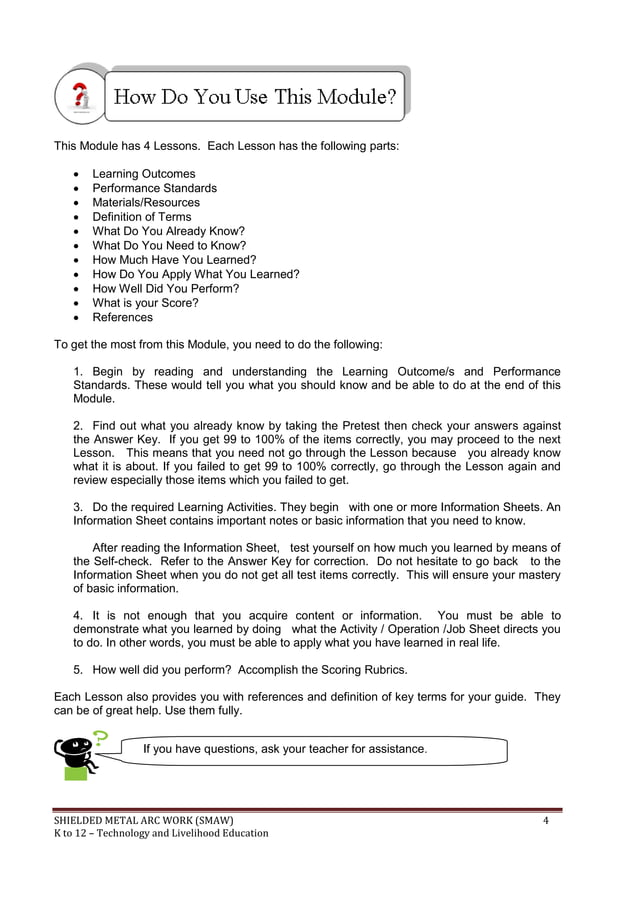 K to 12 smaw welding learning module | PDF