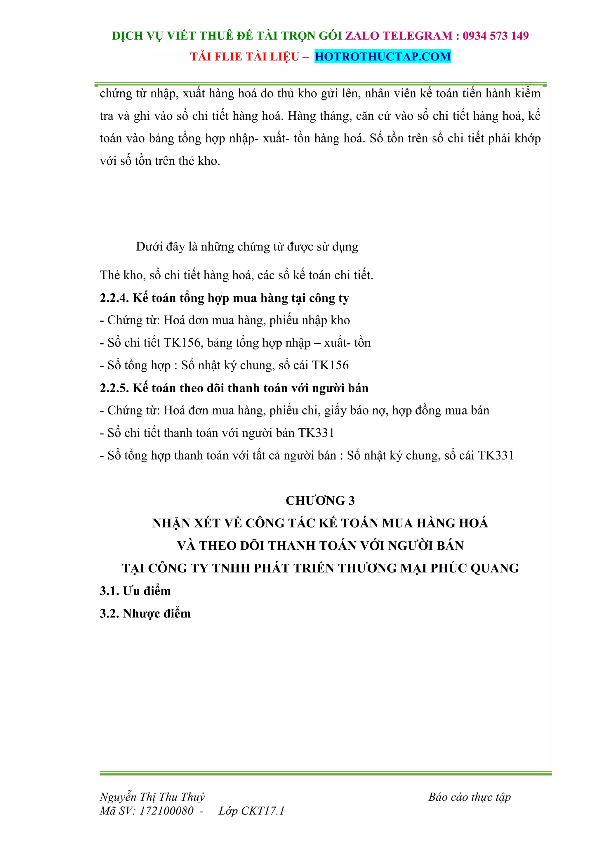 Kế Toán Mua Hàng Hoá Và Theo Dõi Thanh Toán Với Người Bán Tại Công Ty | PDF