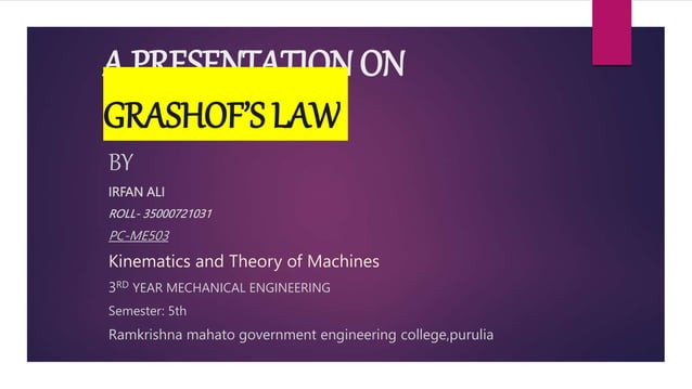 Four bar Mechanism (Grublers Criterion)PPT.pptx