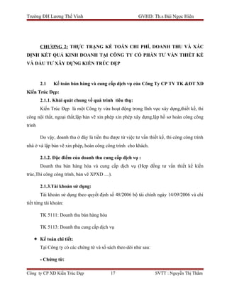 Kế toán chi phí, doanh thu và xác định kết quả kinh doanh tại công ty cổ phần tư vấn thiết kế và ...