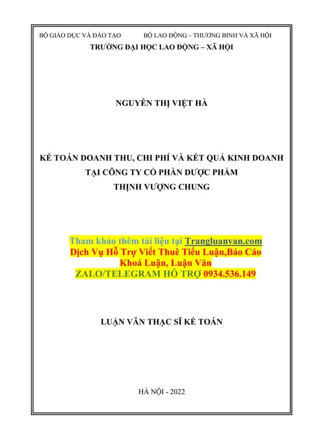 Kế Toán Doanh Thu, Chi Phí Và Kết Quả Kinh Doanh Tại Công Ty Dược Phẩm | PDF