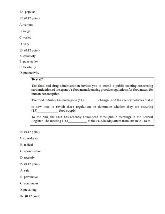 ĐÊ KT PART 6 reading-ĐÊ KT PART 6 reading | PDF
