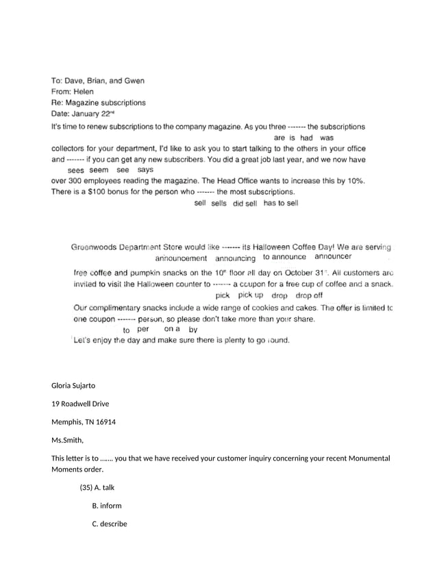 ĐÊ KT PART 6 reading-ĐÊ KT PART 6 reading | PDF