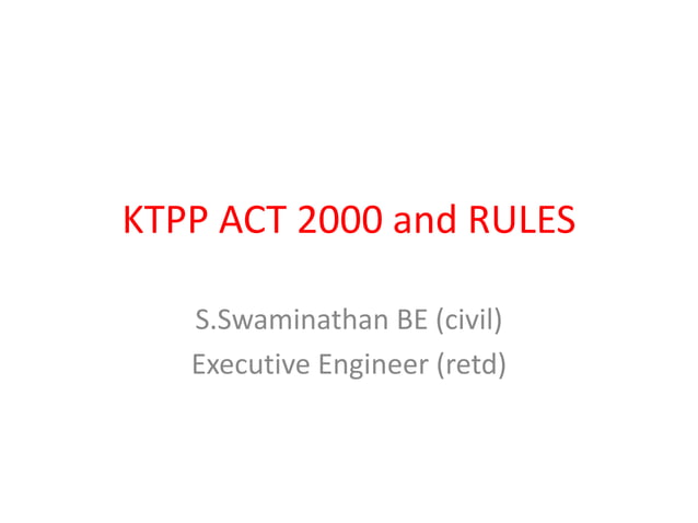 KTPP act karnataka- details of act -rules and regulations | PPTX
