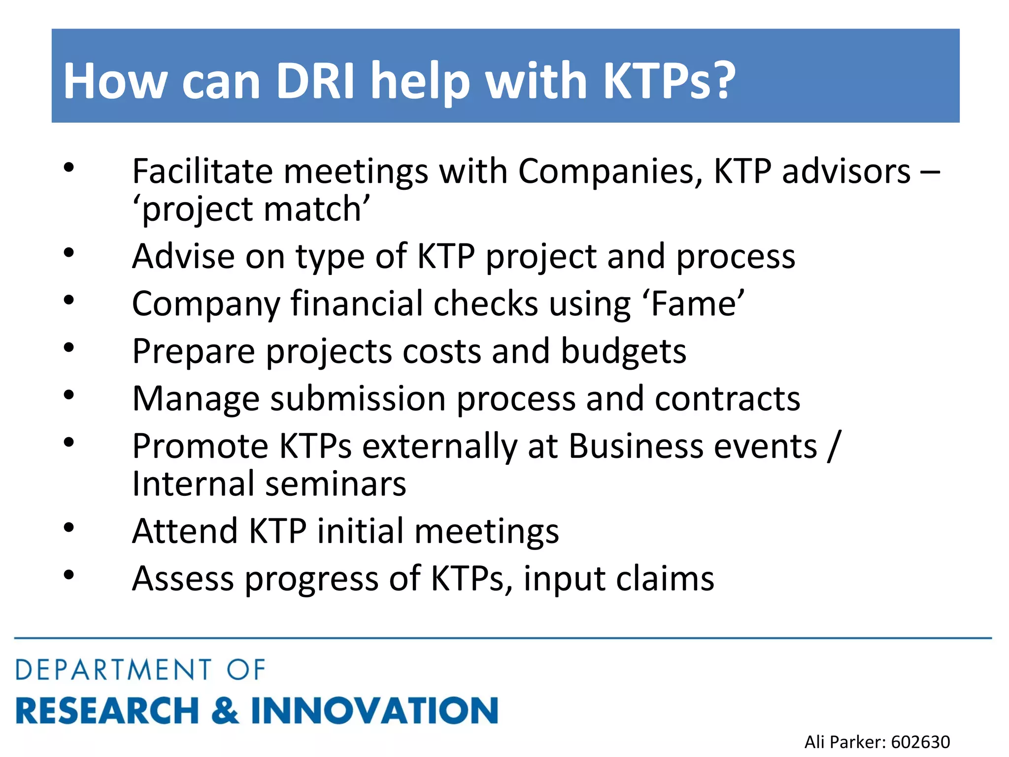 Ktp process , costs ali parker - feb 2011 | PPT