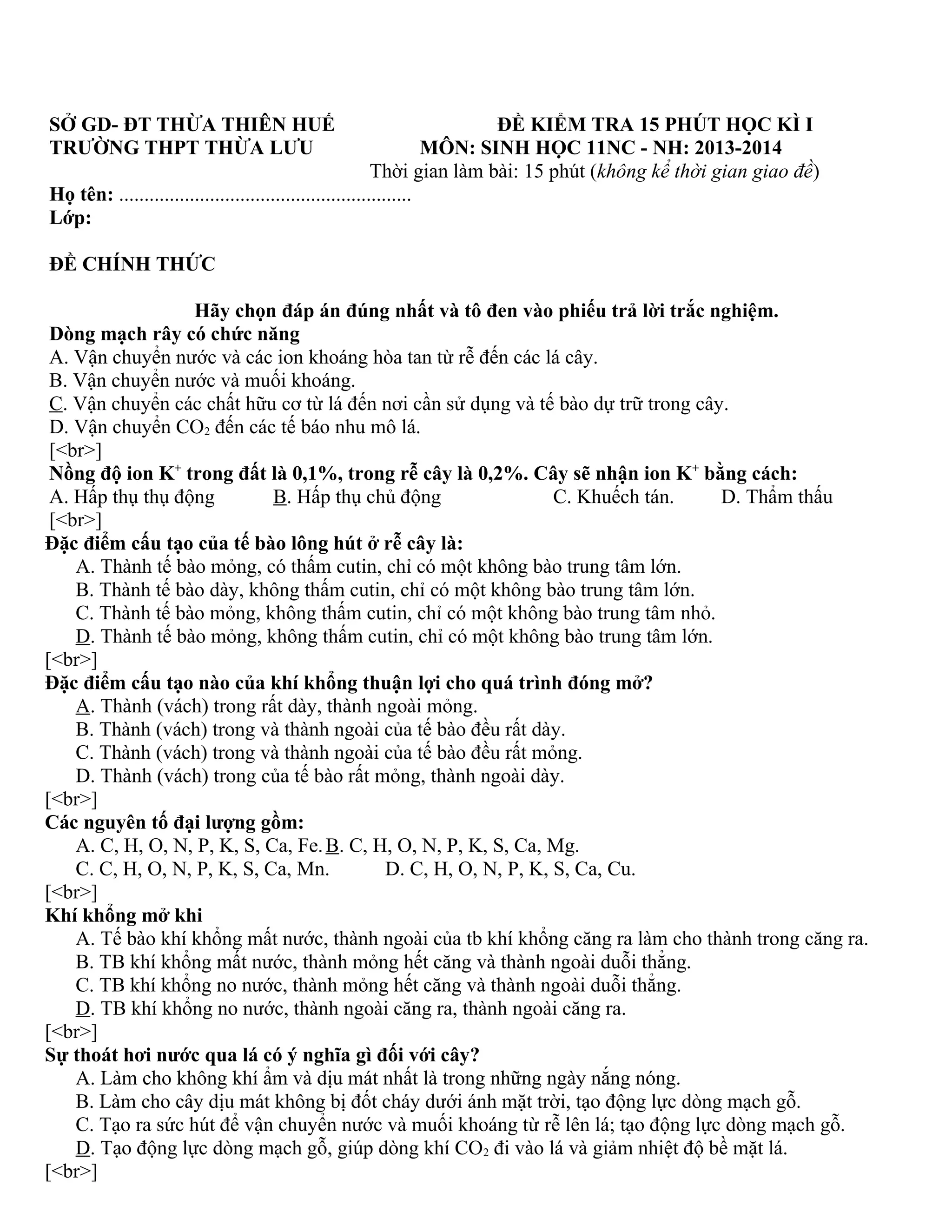 Ktra 15 phut ct | PDF