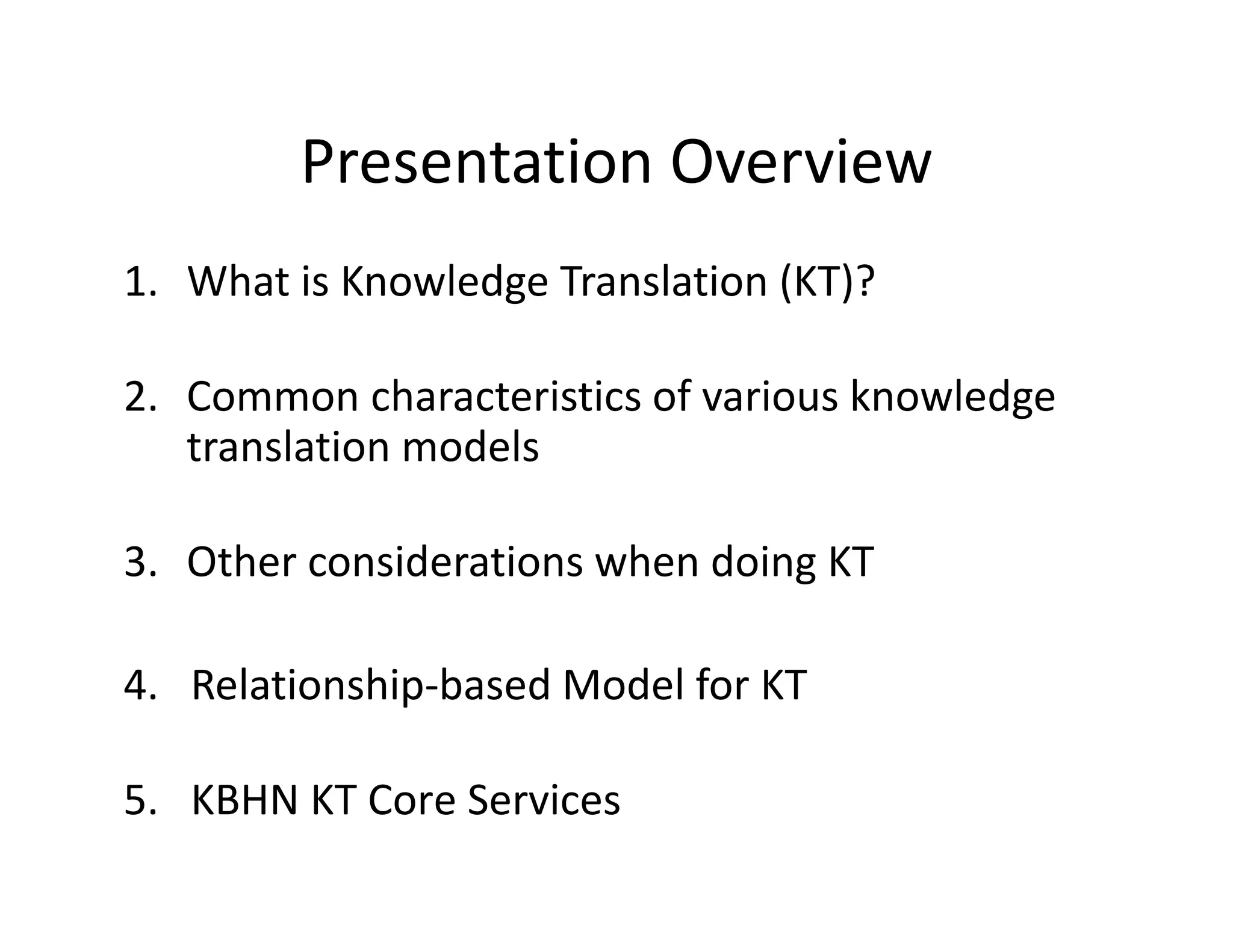 Introduction to Knowledge Translation | PDF