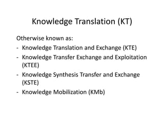 Introduction to Knowledge Translation | PDF