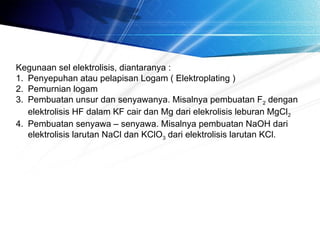 Materi Elektrokimia kelas XII terbagi menjadi sel Volta dan sel elektrolisis | PPT
