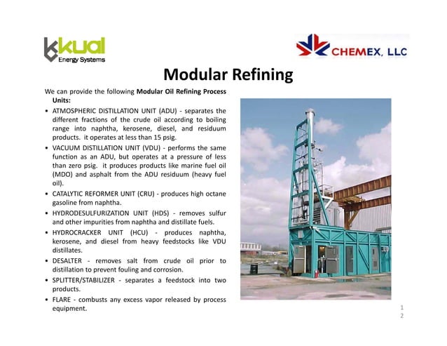 Kuai modular refineries | PDF | Power and Energy Industry | Industries