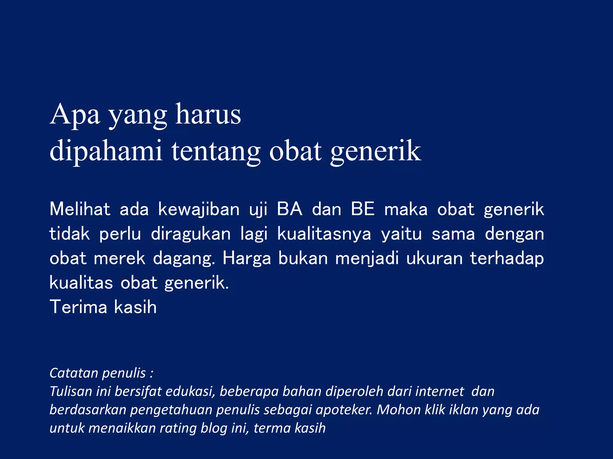 Kualitas dan harga obat generik dan obat bermerek | PPTX