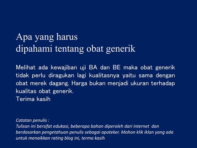 Kualitas dan harga obat generik dan obat bermerek | PPT