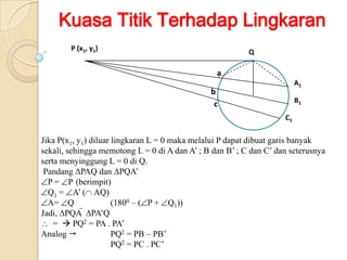 Kuasa titik terhadap lingkaran geometri | PPTX