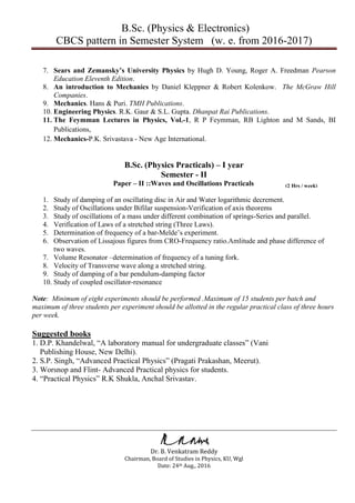 Ku b.sc physics cbcs system syllabus | PDF