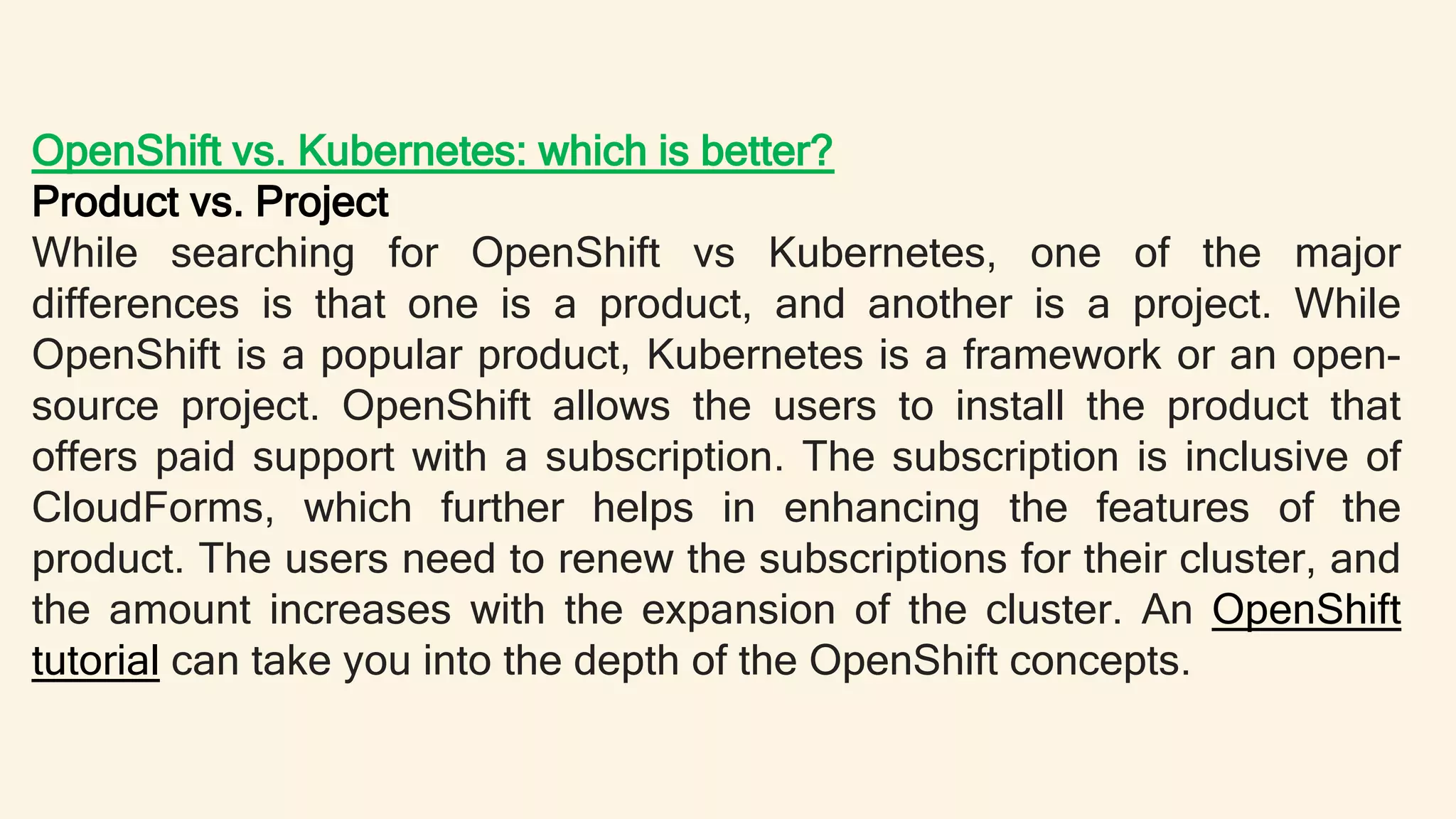 Kubernates vs Openshift: What is the difference and comparison between ...