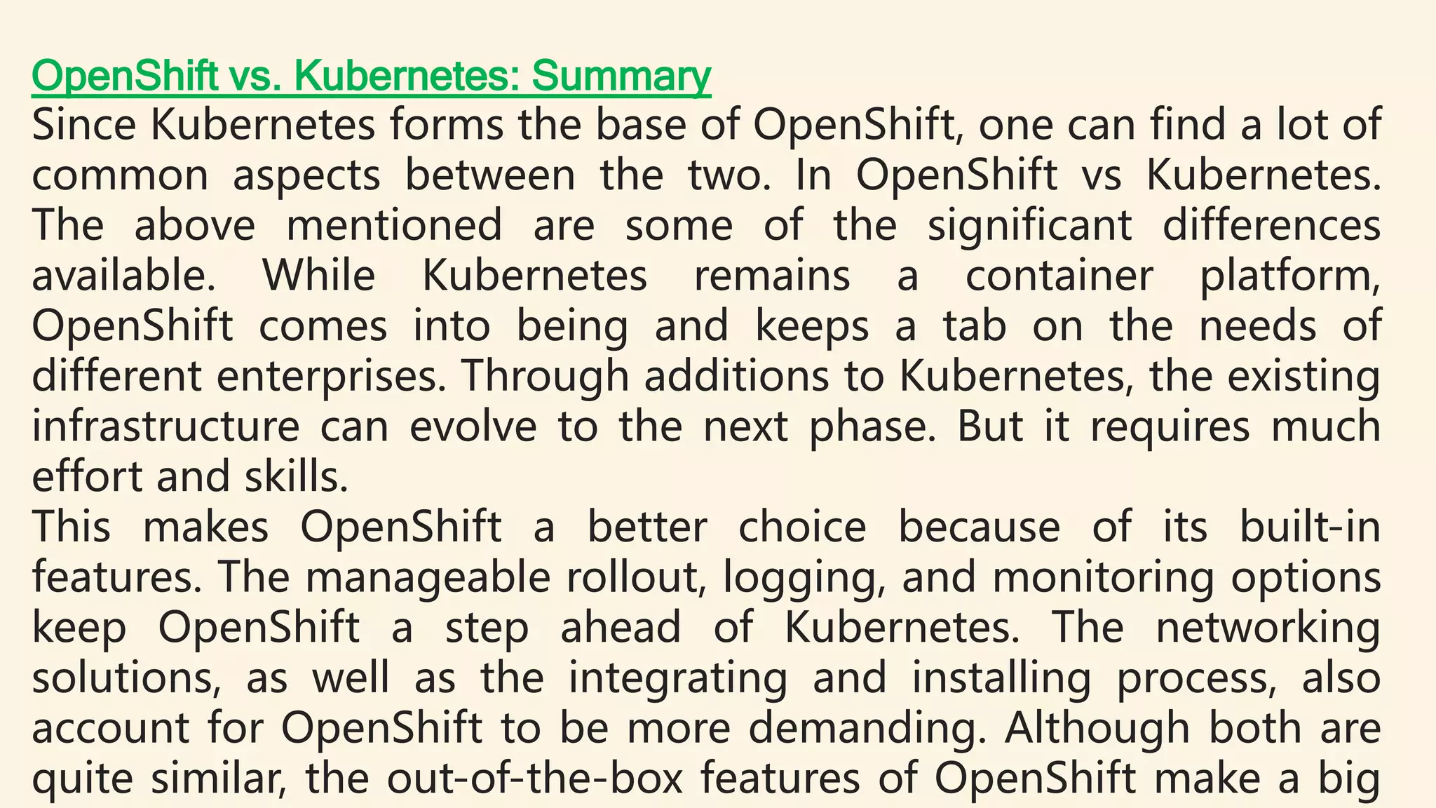 Kubernates vs Openshift: What is the difference and comparison between ...